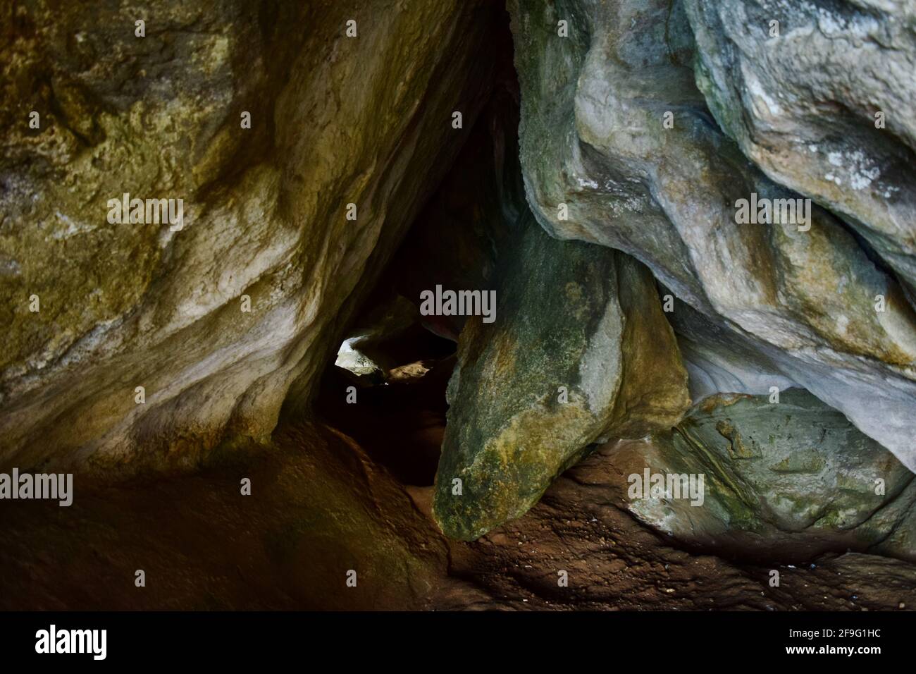 A photo inside Ghar Hasan cave, a coastal cliff cave in the Maltese ...