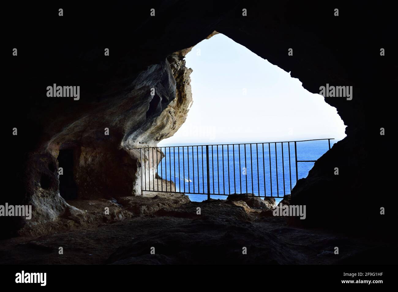 A photo inside Ghar Hasan cave, a coastal cliff cave in the Maltese ...