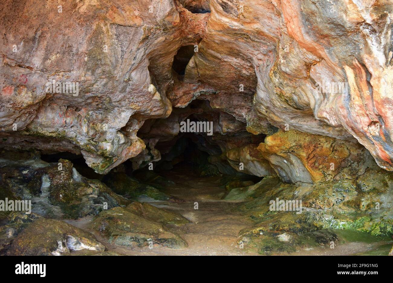 A photo inside Ghar Hasan cave, a coastal cliff cave in the Maltese ...