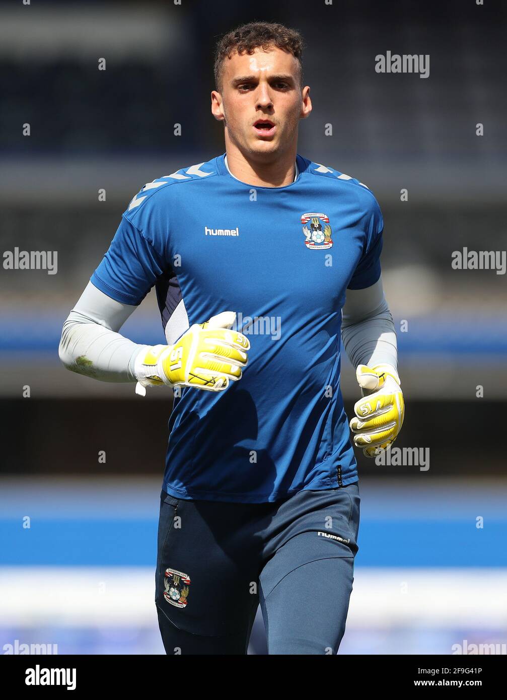 Coventry City goalkeeper Tom Billson warming up before the Sky Bet ...