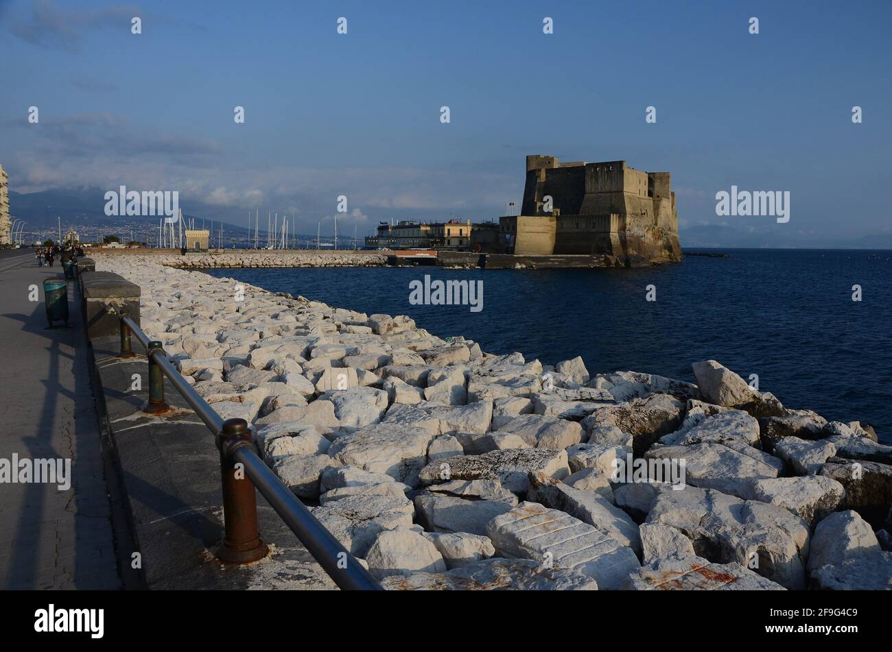 The famous Egg Castle and a stone embarked of the Gulf of Naples in ...