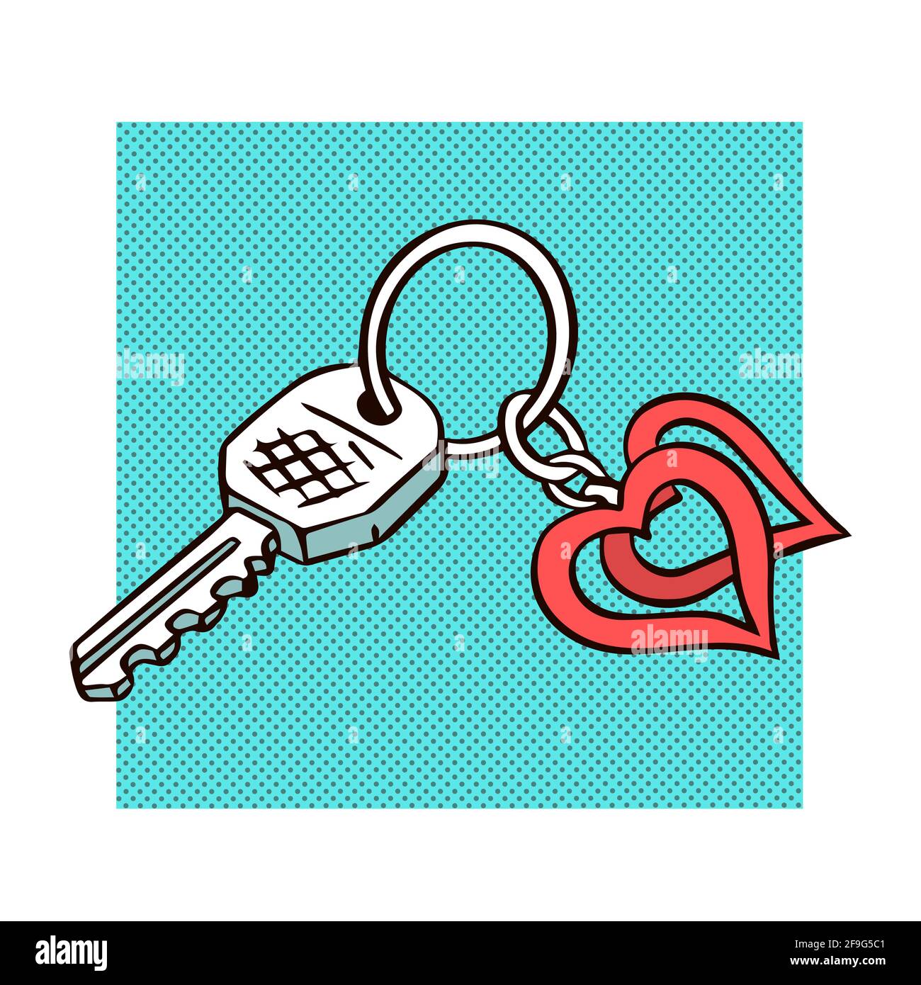Bunch of keys with a heart shaped keychain. Hand drawn object. Vector ...