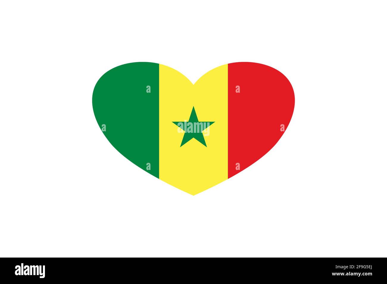 Senegal flag in the heart shape. Isolated on a white background Stock ...