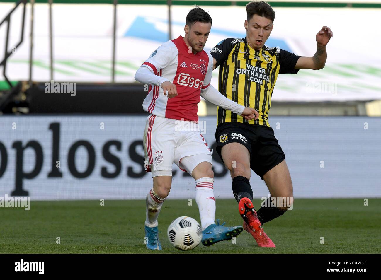 ROTTERDAM , NETHERLANDS - APRIL 18: Nicolas Tagliafico of Ajax, Dominik ...