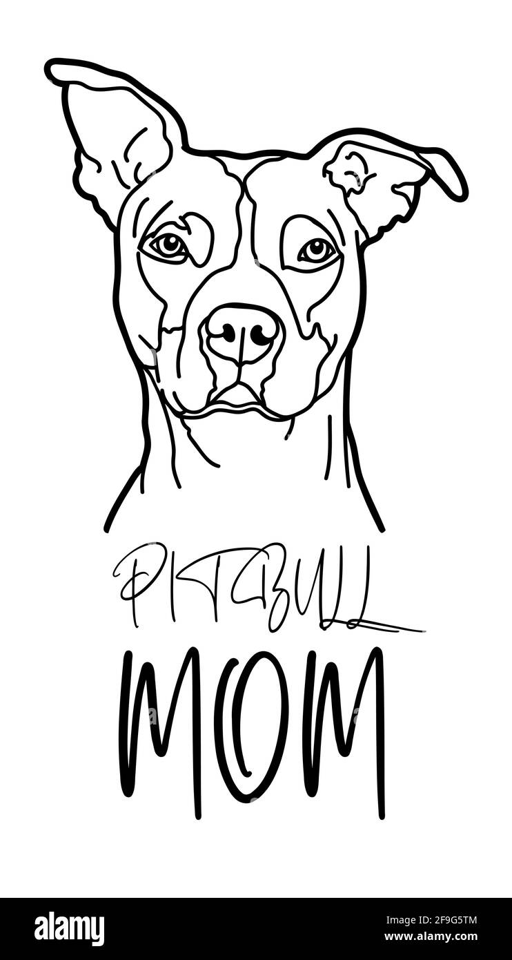 American Pitbull Terrier dog and handwritten lettering, pitbull mom ...