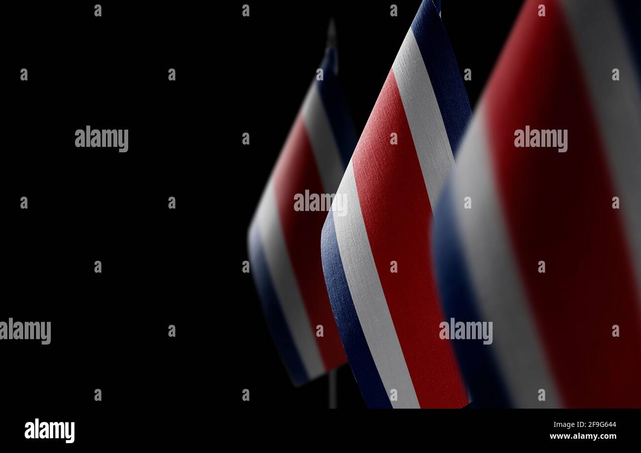 Small national flags of the Costa Rica on a black background Stock ...