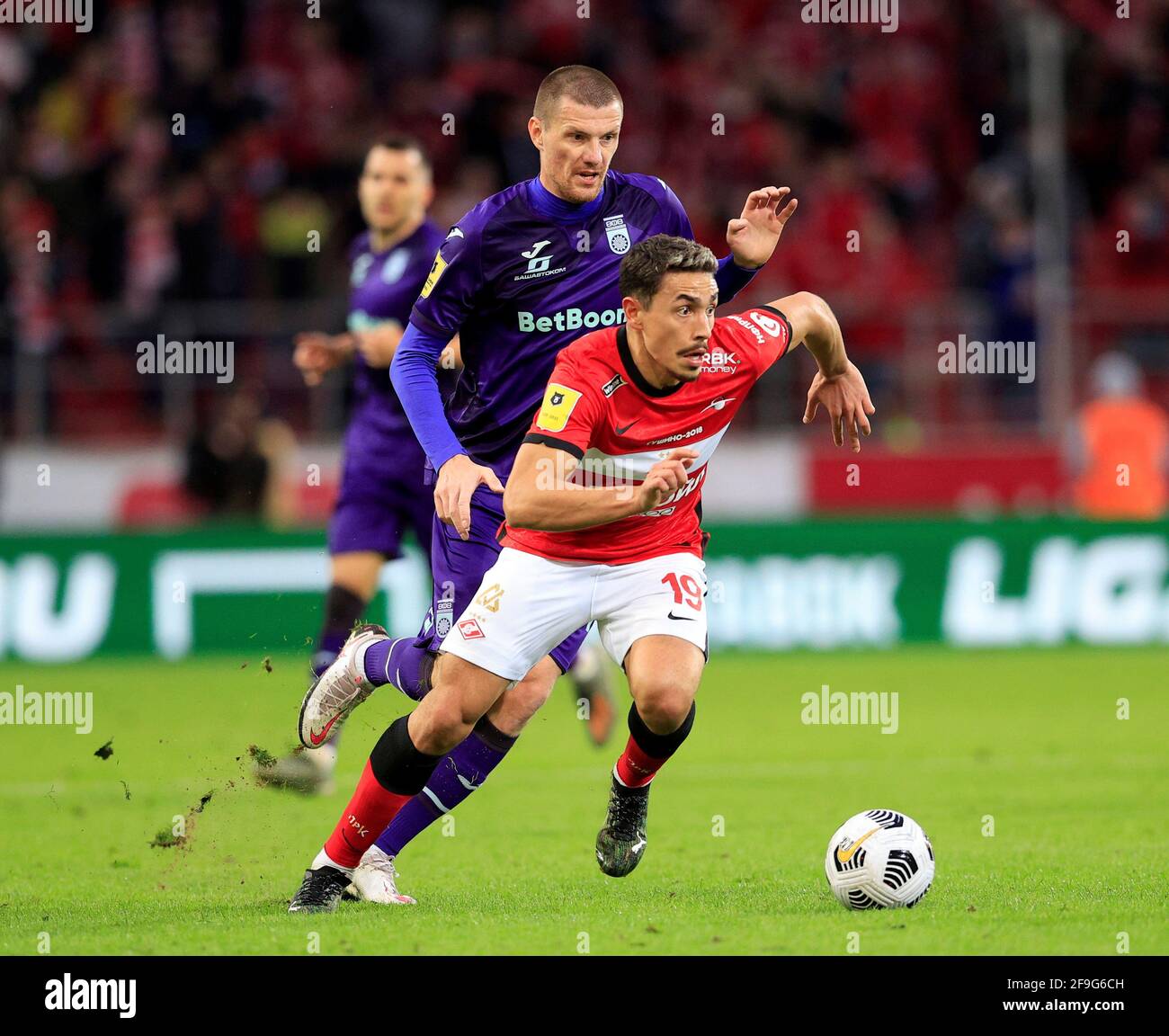 MOSCOW, RUSSIA, APRIL 18, 2021. The 2020/21 Russian Football Premier League. Round 26. Football ...