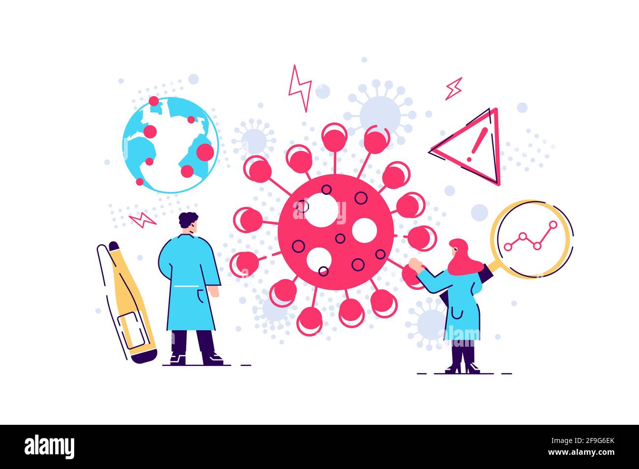 Vector illustration of skilled doctors fighting against coronavirus on ...
