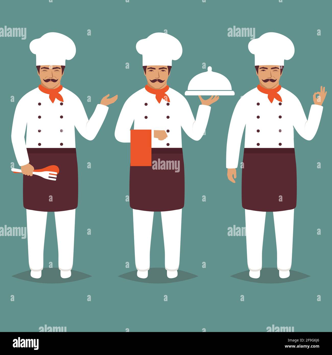 Set Cartoon Chief Cook Character. white restaurant profession uniform ...