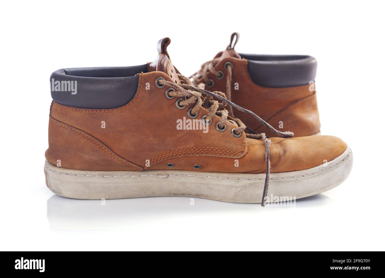 old suede leather travel vintage boots shoes isolated on white ...