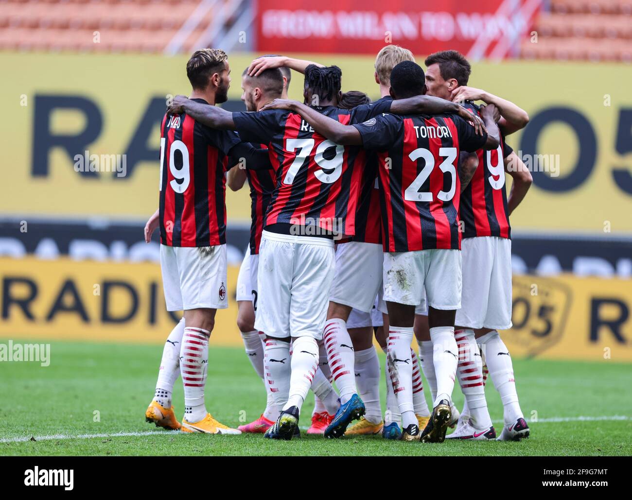 AC Milan players celebrate during the 2020/21 Italian Serie A football ...