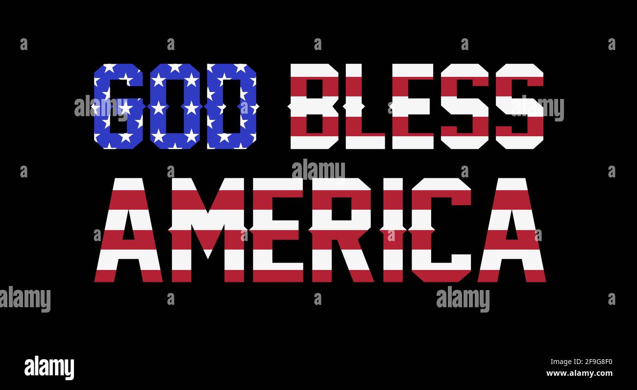 God bless America lettering with american flag. Flat vector ...