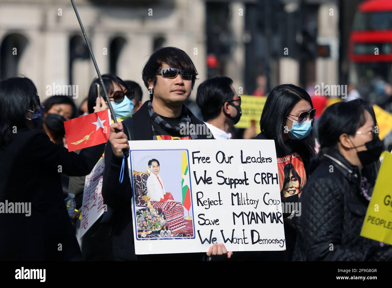 London, England, UK. 18th Apr, 2021. Protesters staged a "silent march ...
