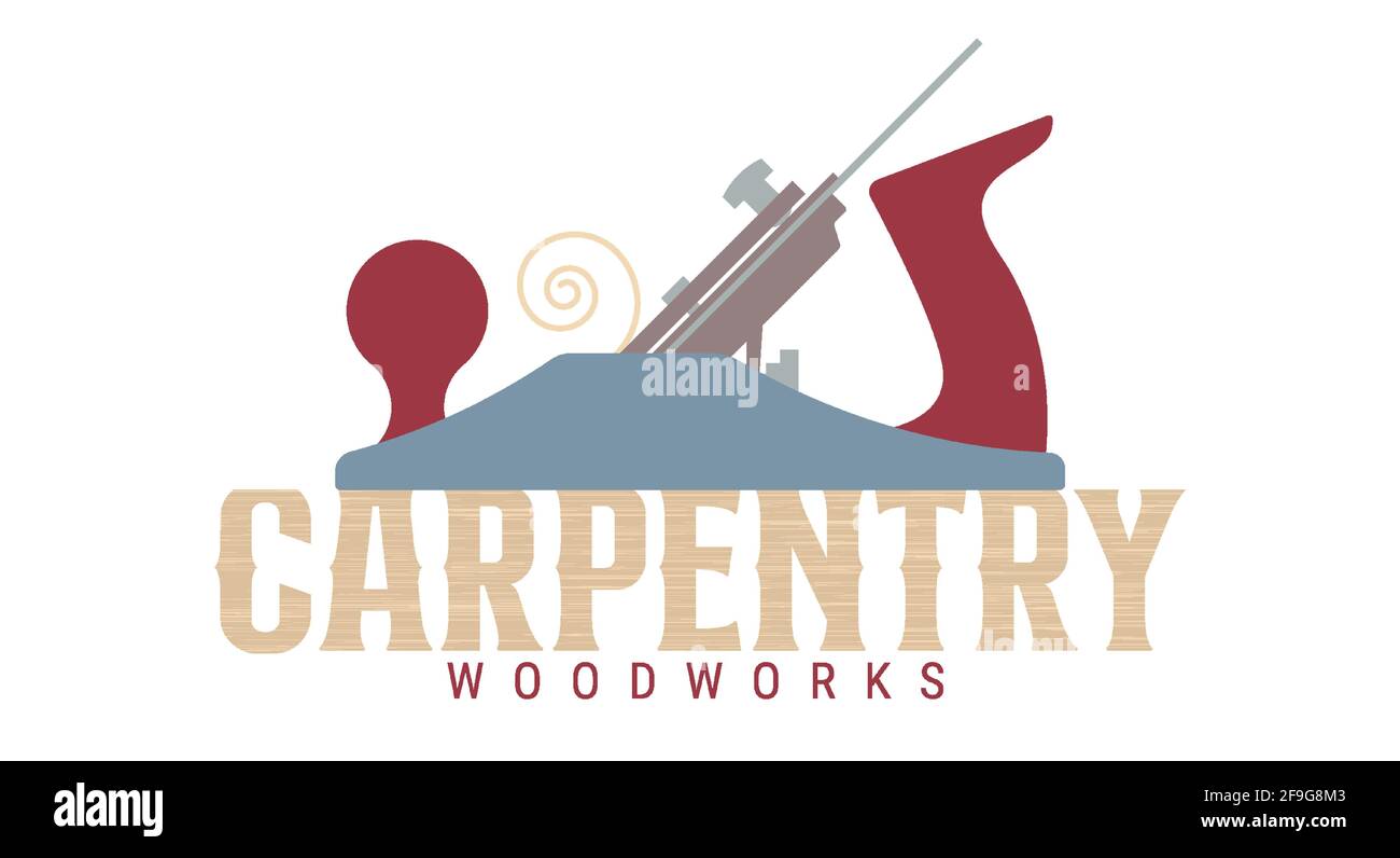 Hand wood plane. Carpentry, woodworks. Carpenter label, emblem template ...