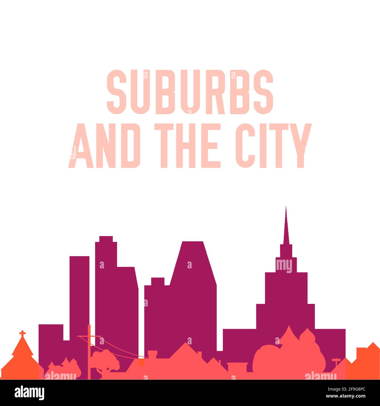 Big city and suburbs background. Suburban architecture, big city and ...