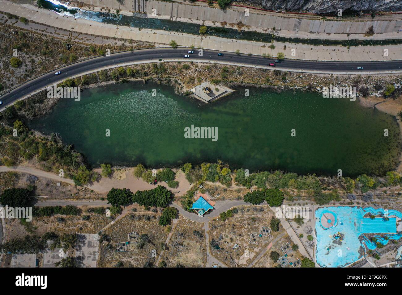 Aerial landscape of the wetland of La Sauceda Hermosillo, Mexico ...