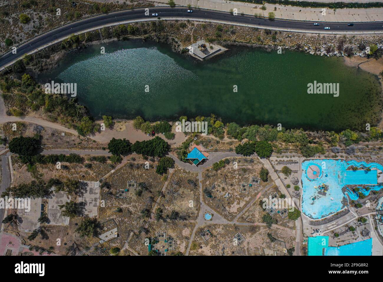 Aerial landscape of the wetland of La Sauceda Hermosillo, Mexico ...
