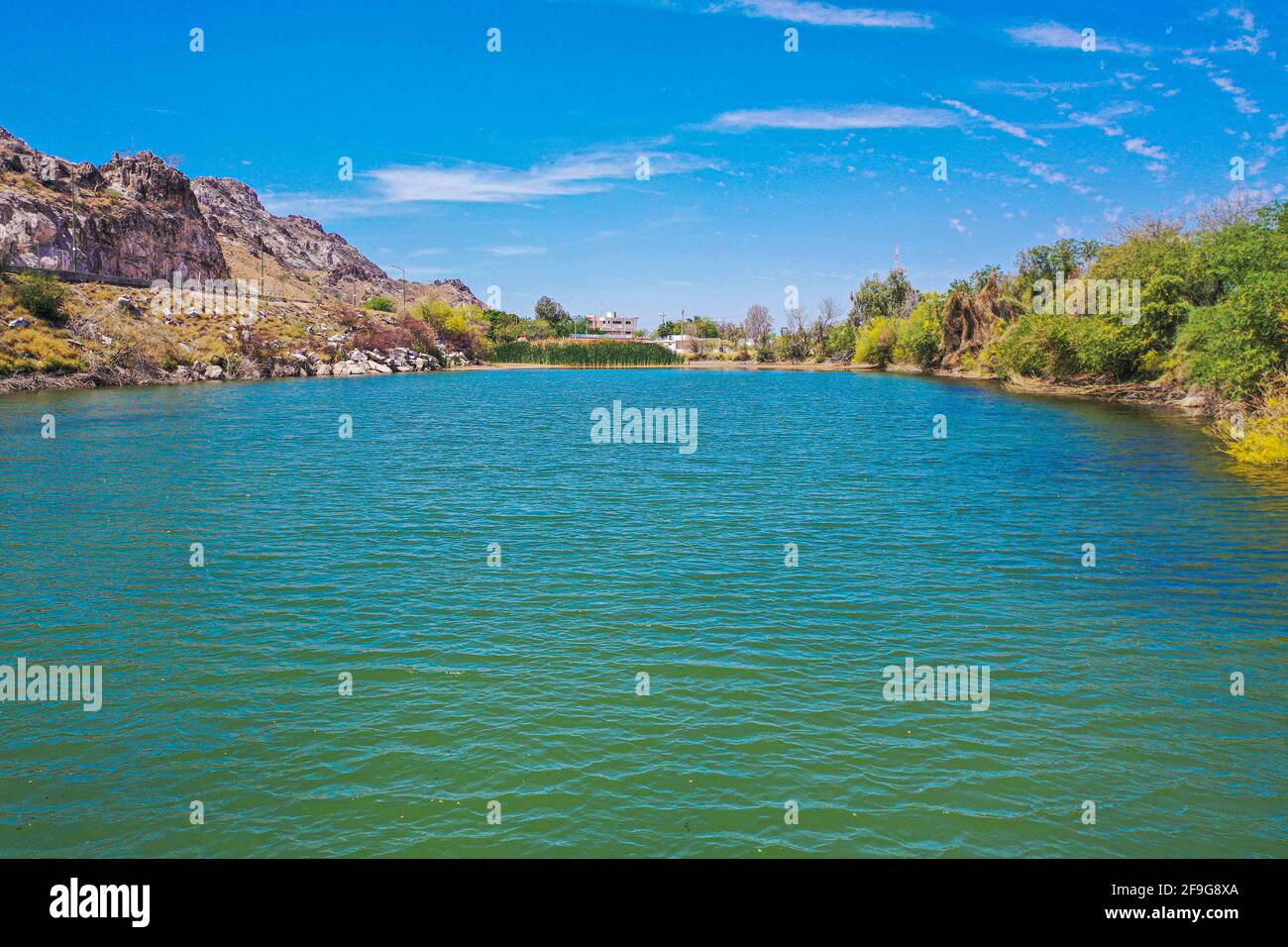 Aerial landscape of the wetland of La Sauceda Hermosillo, Mexico ...
