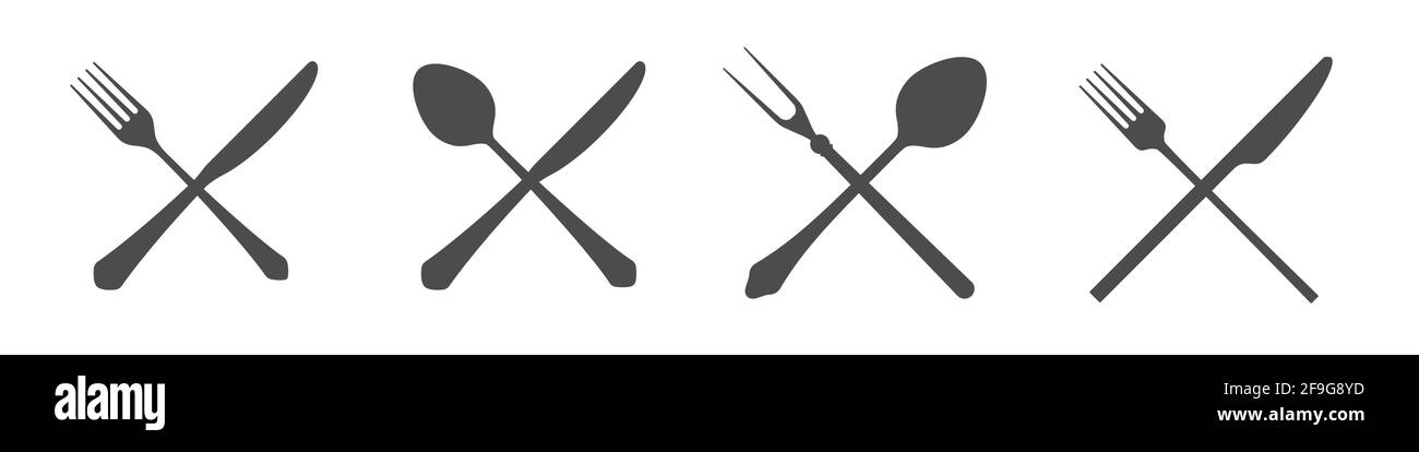 Crossed knives, spoons and forks. Vintage and modern. Cutlery ... Crossed knives, spoons and forks. Vintage and modern. Cutlery ...