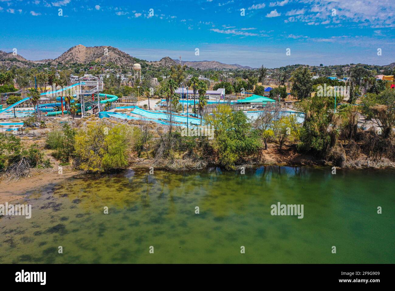 Aerial landscape of the wetland of La Sauceda Hermosillo, Mexico ...