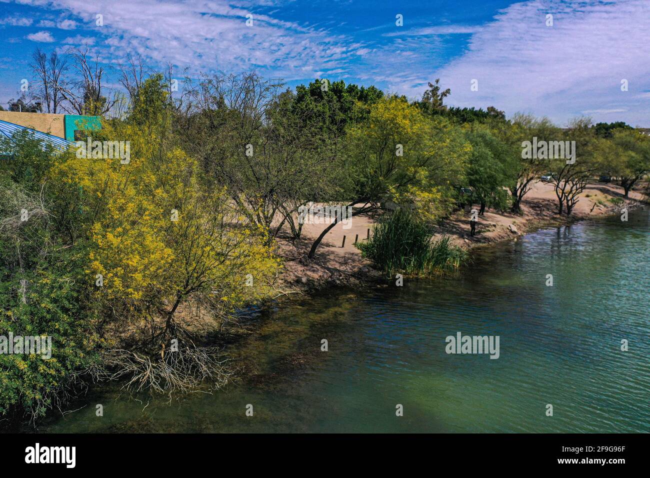 Aerial landscape of the wetland of La Sauceda Hermosillo, Mexico ...