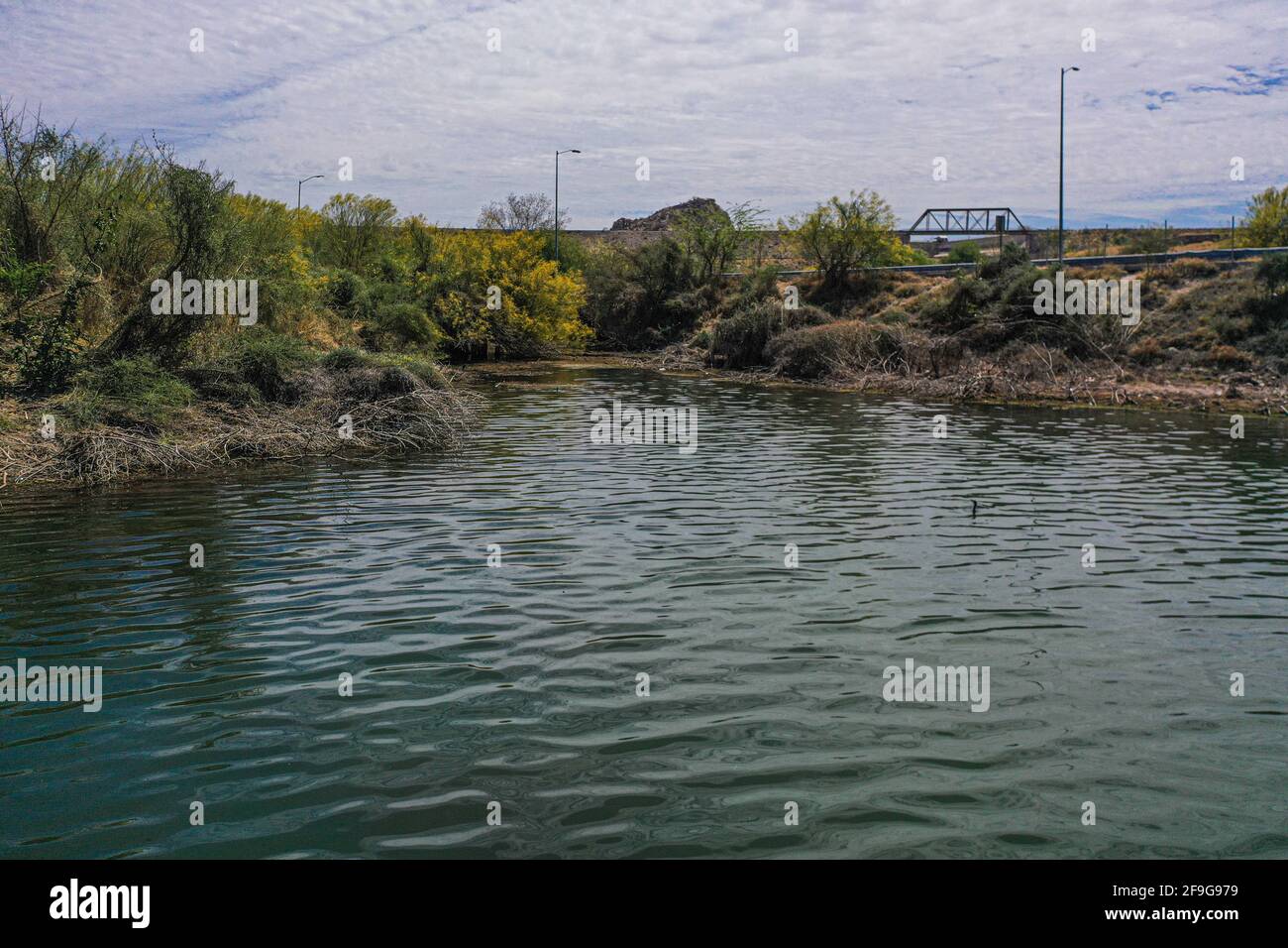 Aerial landscape of the wetland of La Sauceda Hermosillo, Mexico ...