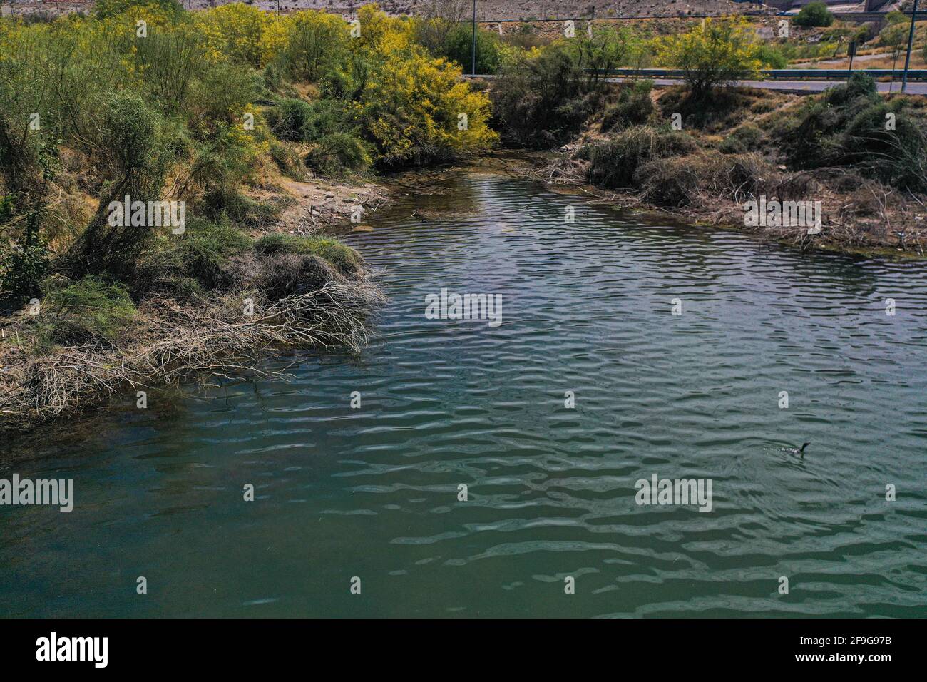 Aerial landscape of the wetland of La Sauceda Hermosillo, Mexico ...