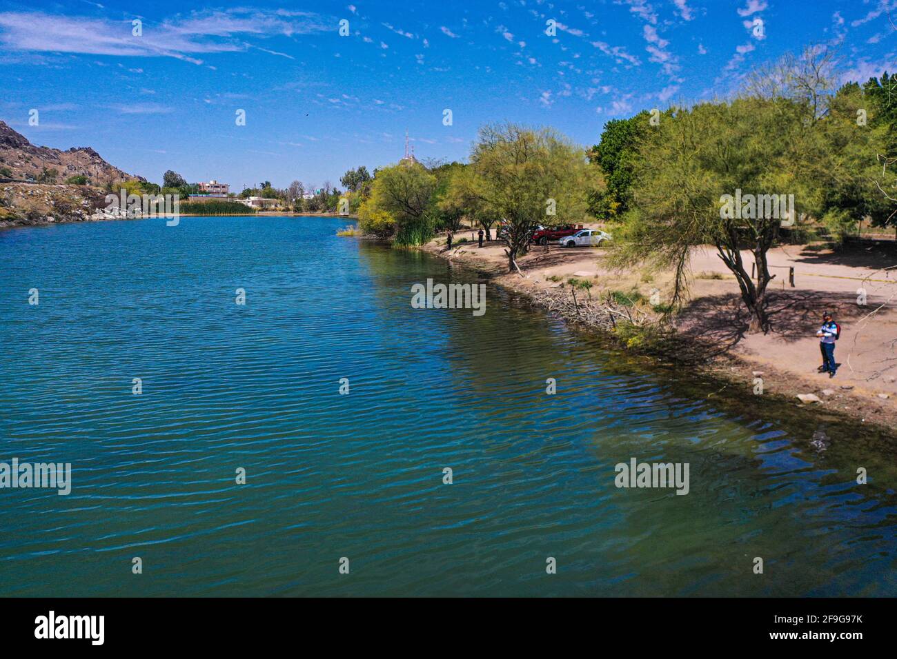 Aerial landscape of the wetland of La Sauceda Hermosillo, Mexico ...