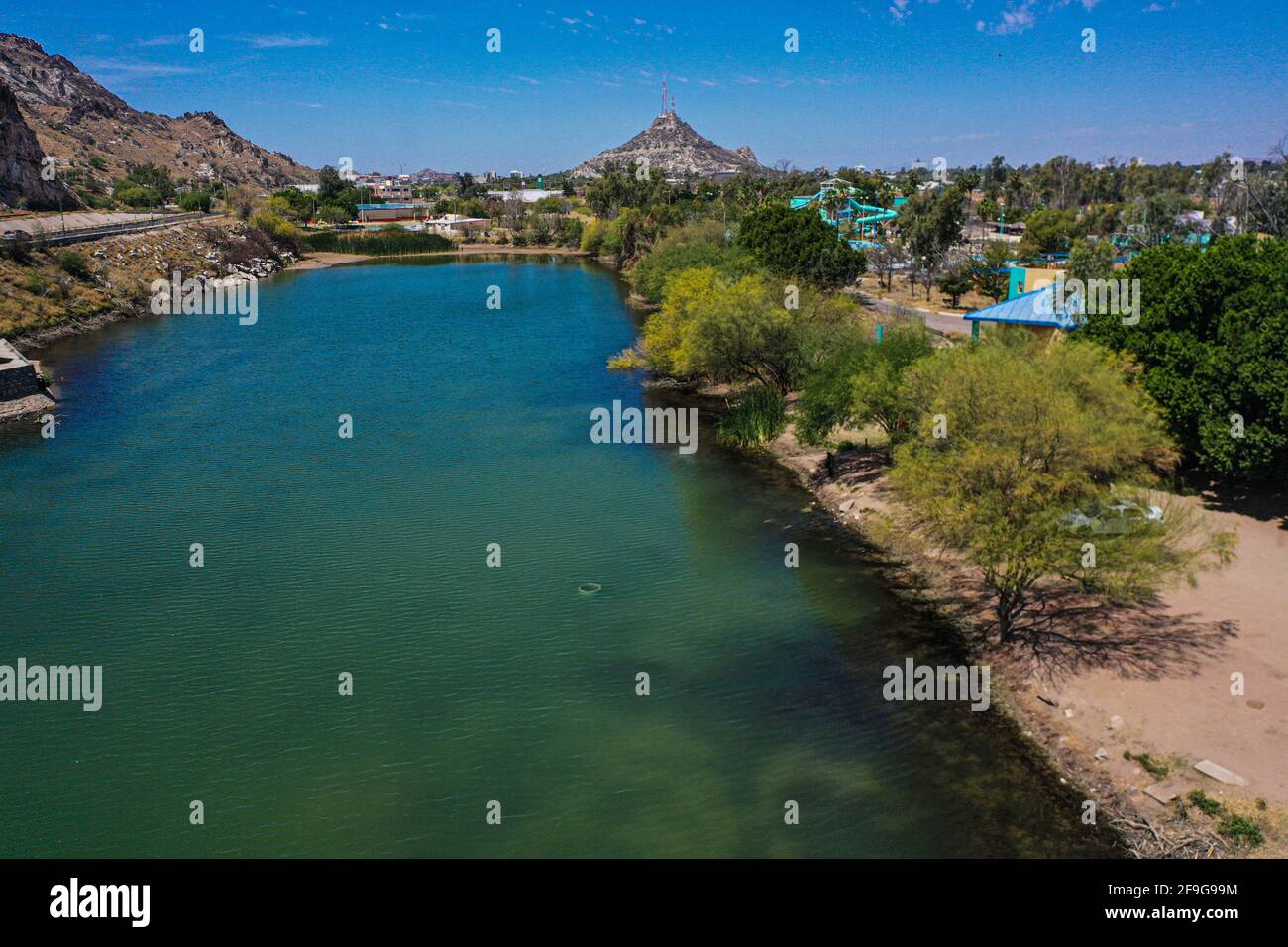 Aerial landscape of the wetland of La Sauceda Hermosillo, Mexico ...