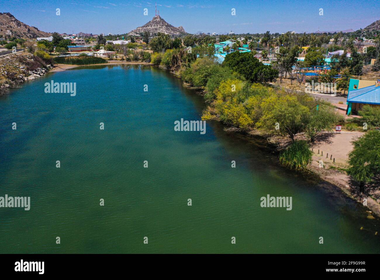 Aerial landscape of the wetland of La Sauceda Hermosillo, Mexico ...