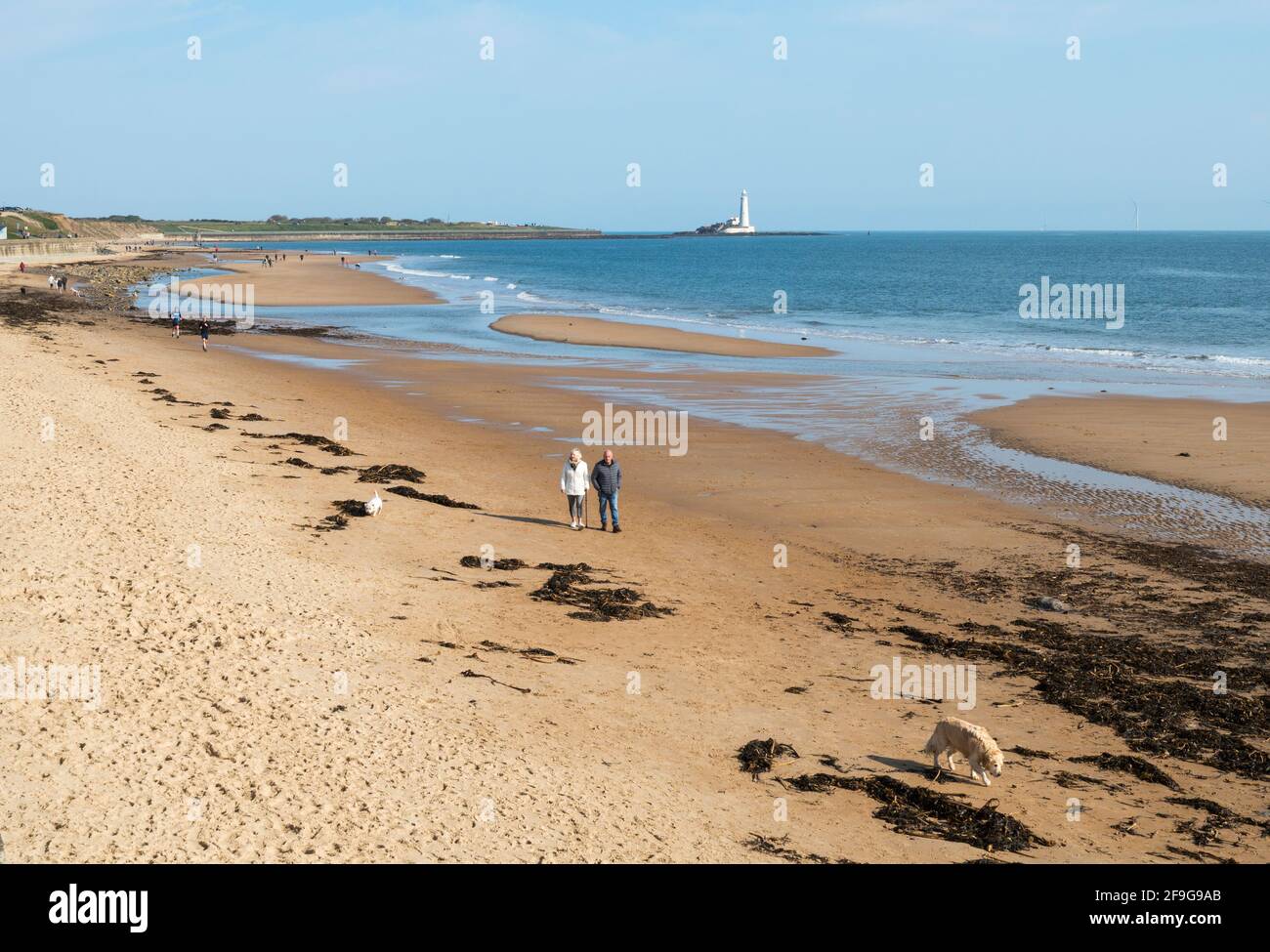 Whitley bay lighthouse walking hi-res stock photography and images - Alamy