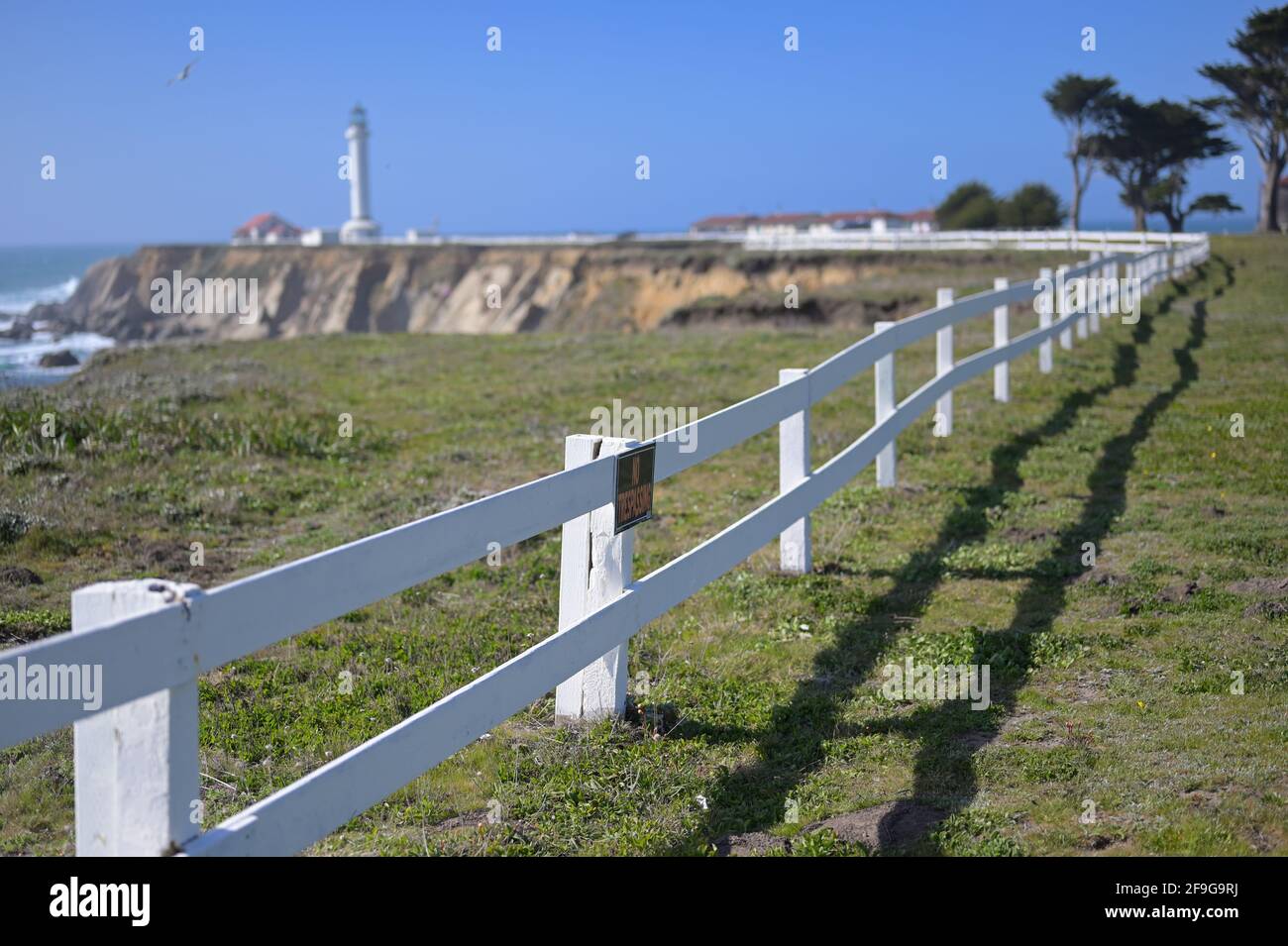 The Point Arena Lighthouse on the wild Medocino coast, California CA ...