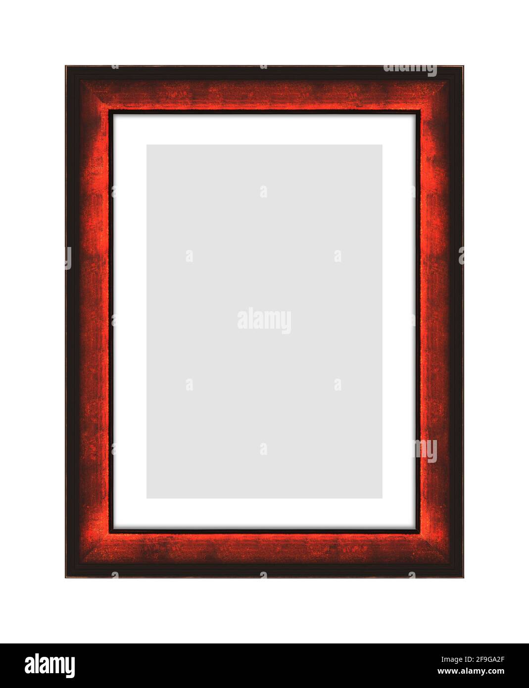 red wooden frame for picture or photo, frame for a mirror isolated on ...