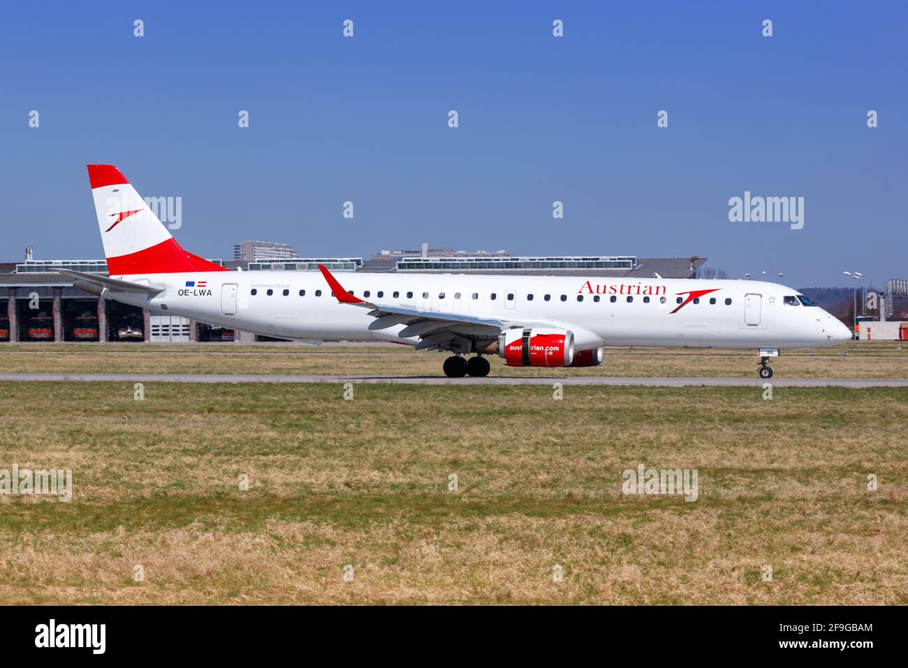 Stuttgart, Germany - April 6, 2018: Austrian Airlines Embraer 195 ...