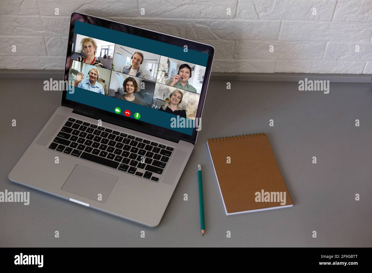 Virtual meeting online. Video conference by laptop. Online business ...