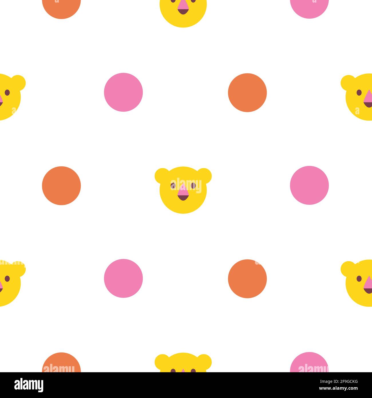Polka dot seamless pattern with bright circles and lion cute face Stock ...