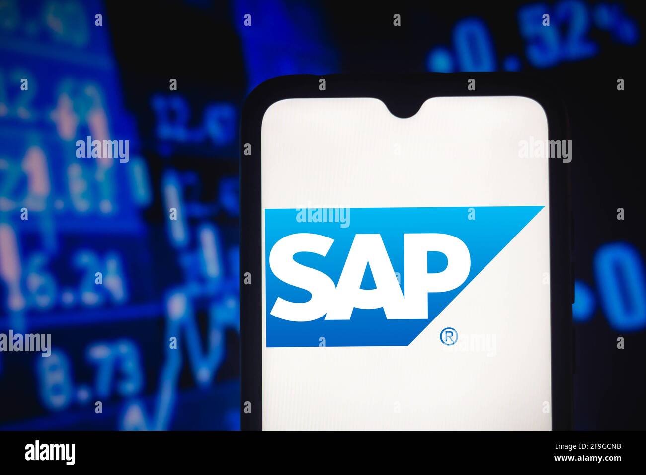 In this photo illustration the SAP SE logo seen displayed on a ...