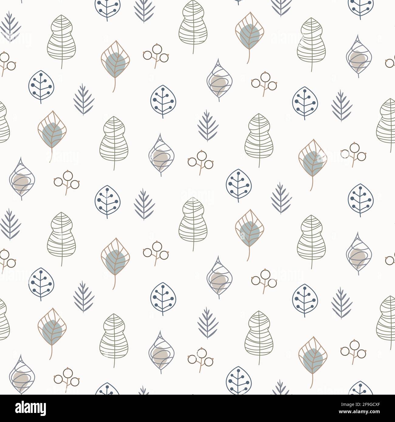 Vector seamless pattern with leaves outlines. Background with ...