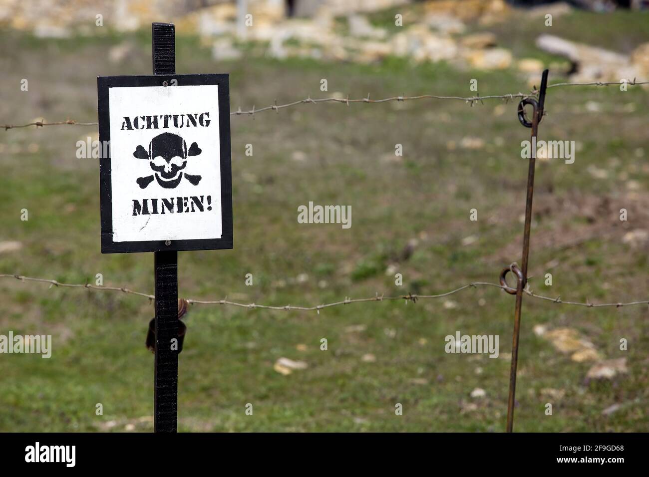 German warning land mine sign hi-res stock photography and images - Alamy
