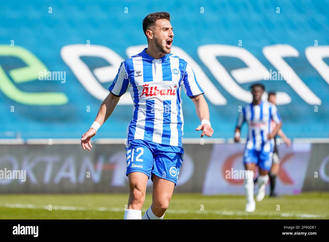 Odense, Denmark. 18th Apr, 2021. Bashkim Kadrii (12) of OB seen during ...