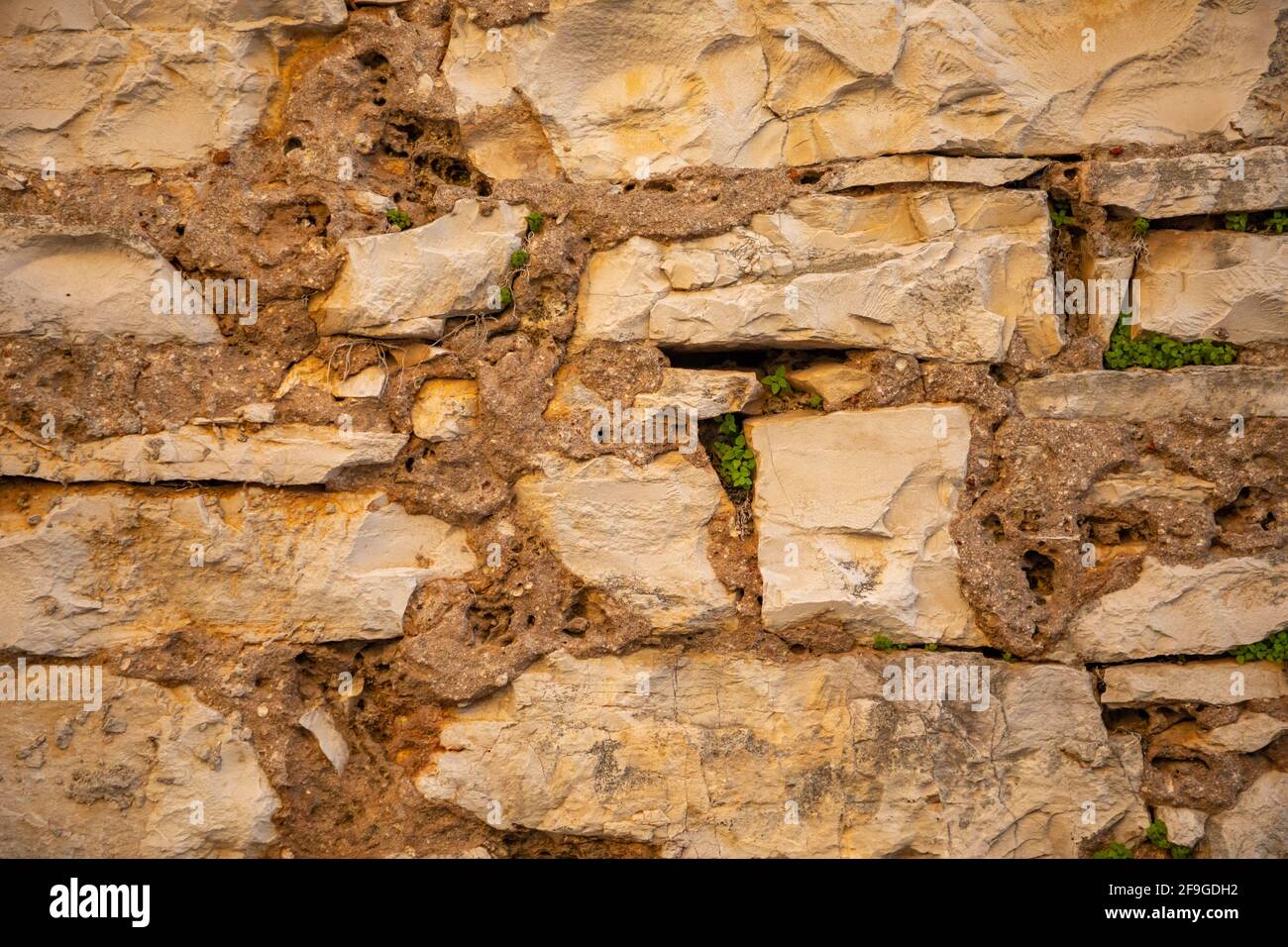 Background of stone wall texture of architecture in old town of Vela ...