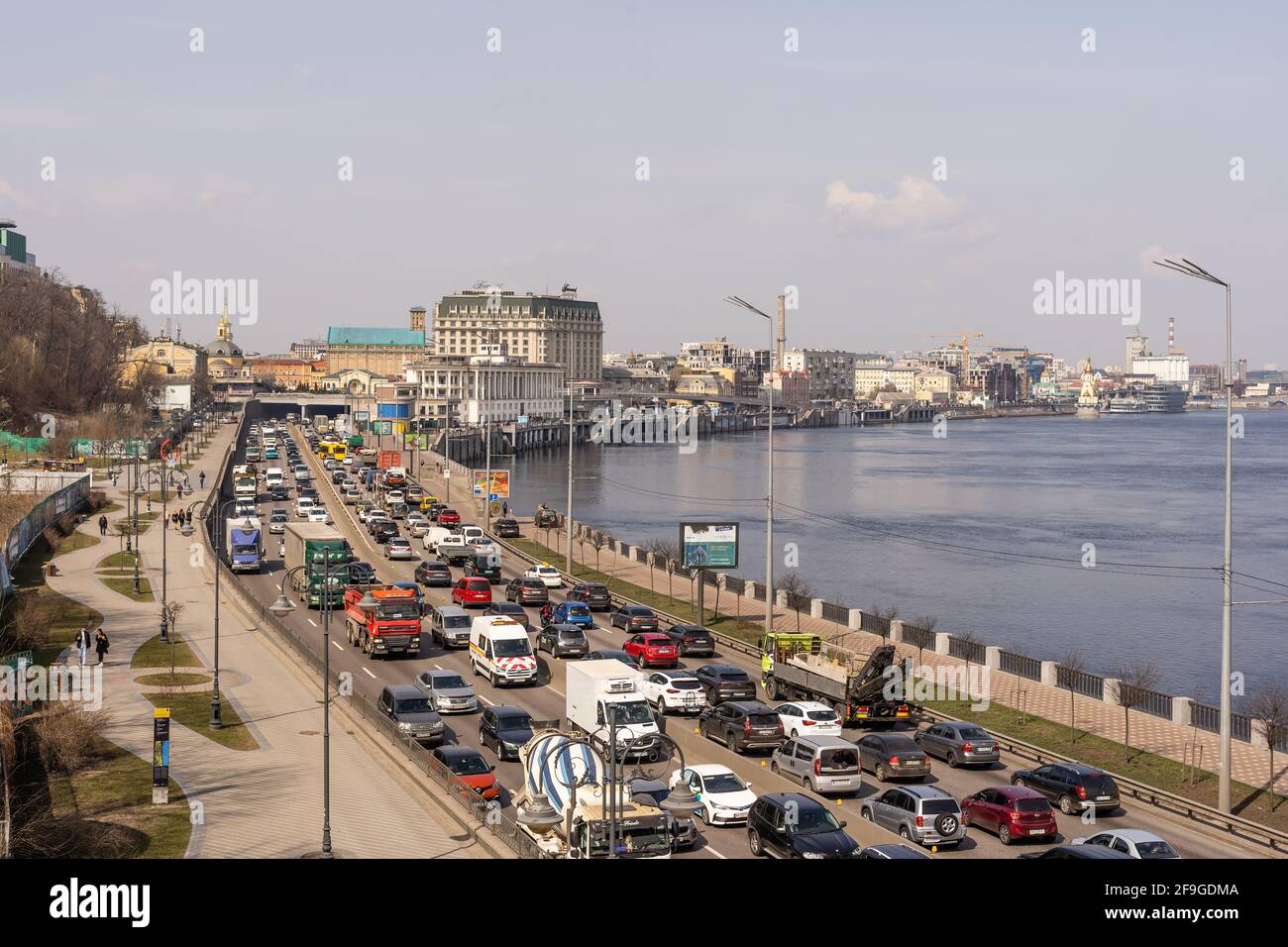 Kyiv, Ukraine- April 1, 2021: Automobile collapse at the highway along ...