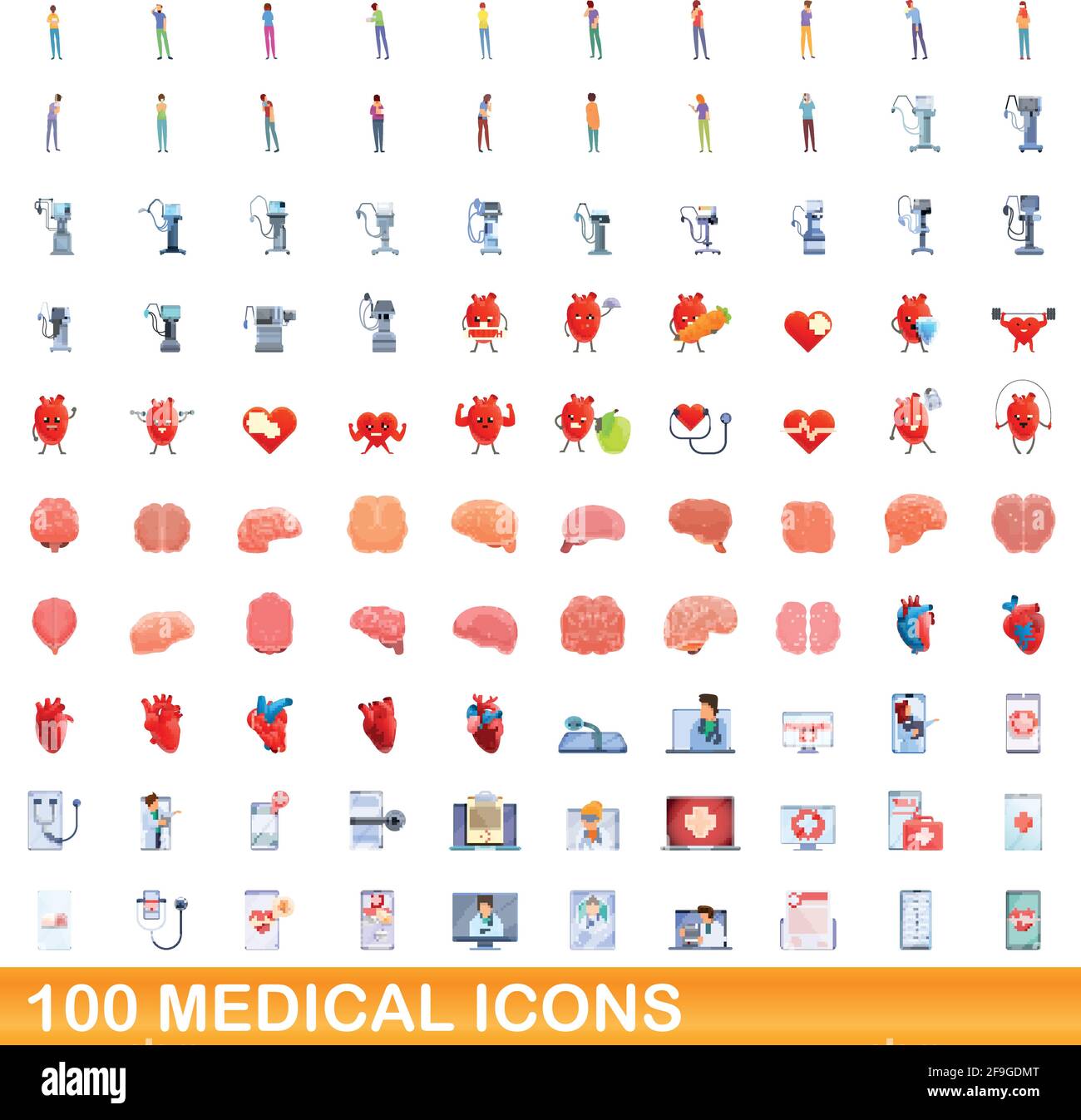 100 medical icons set. Cartoon illustration of 100 medical icons vector ...