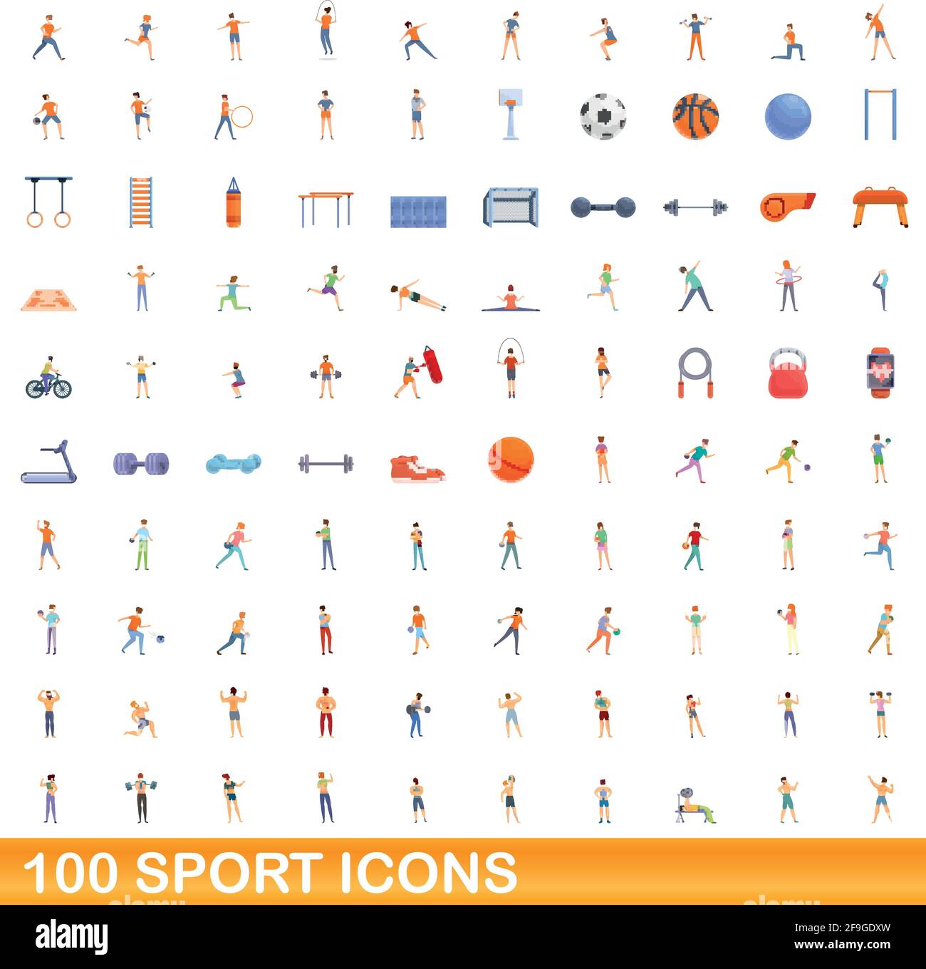 100 sport icons set. Cartoon illustration of 100 sport icons vector set ...