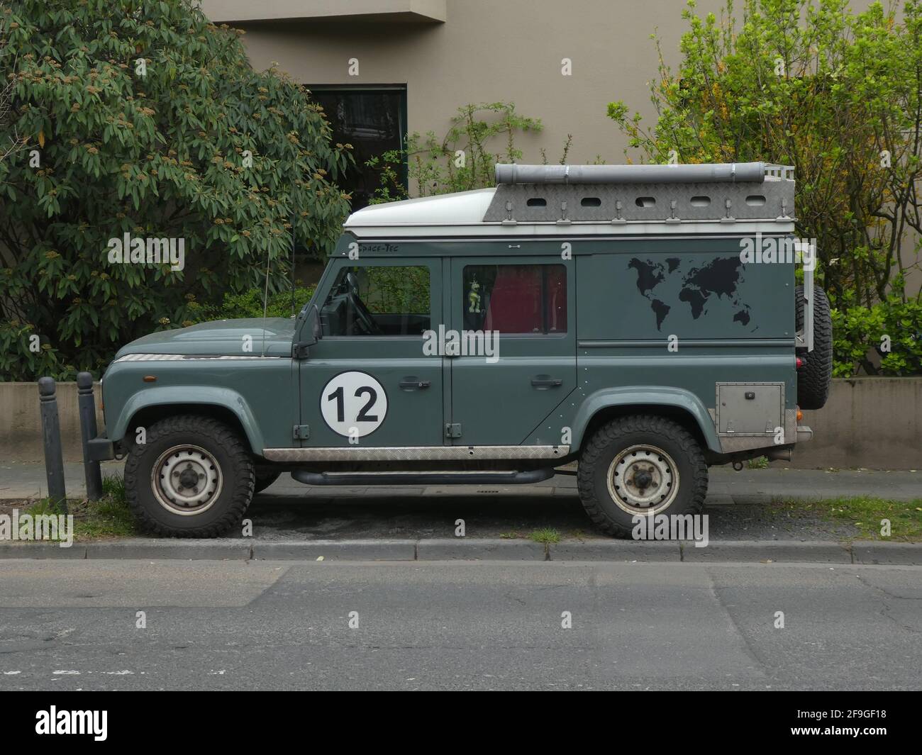Cologne, Germany. 18th Apr, 2021. An older Land Rover Defender 110 with ...