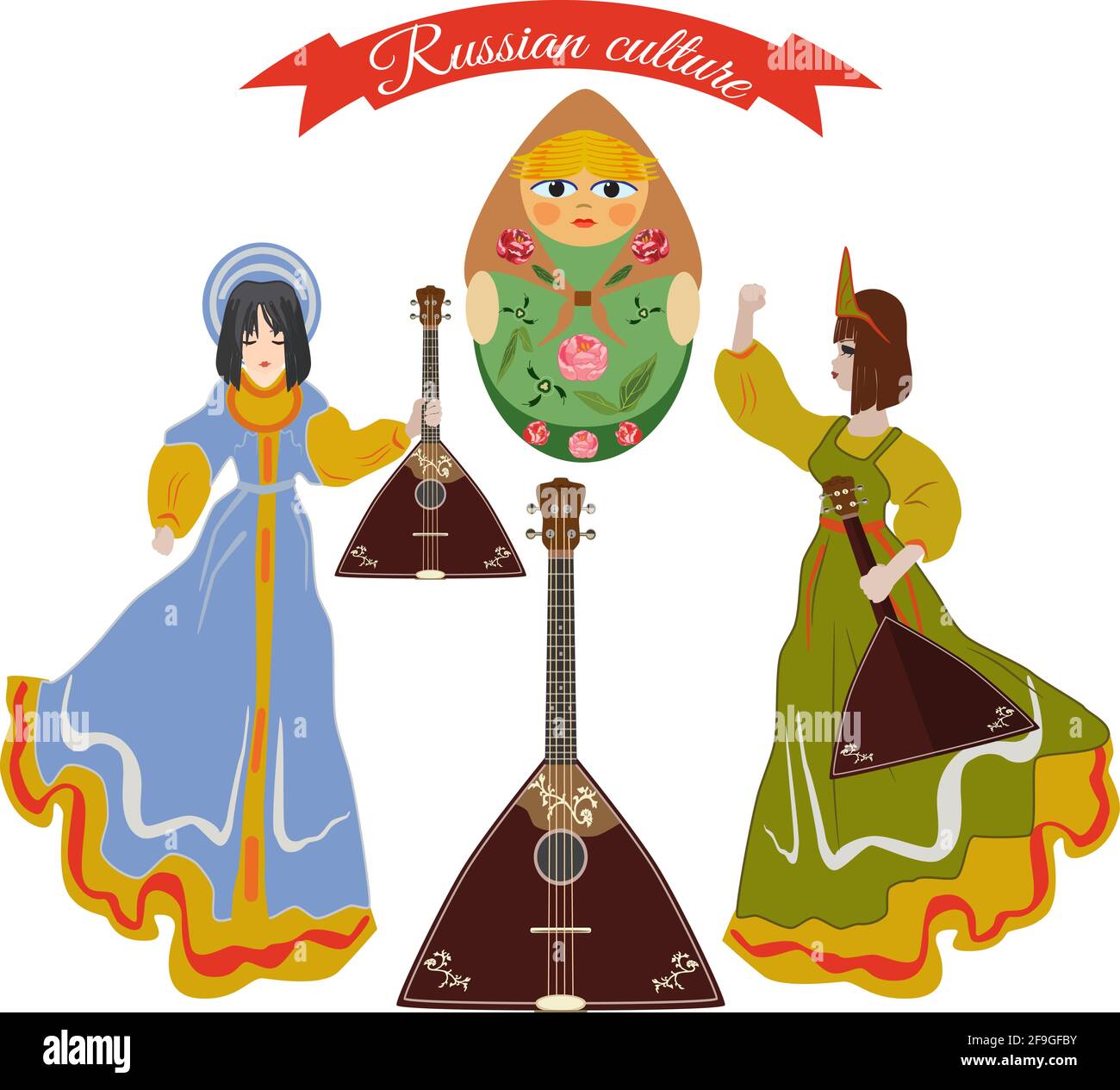 Vector set of russian culture flat style design elements Stock Vector ...
