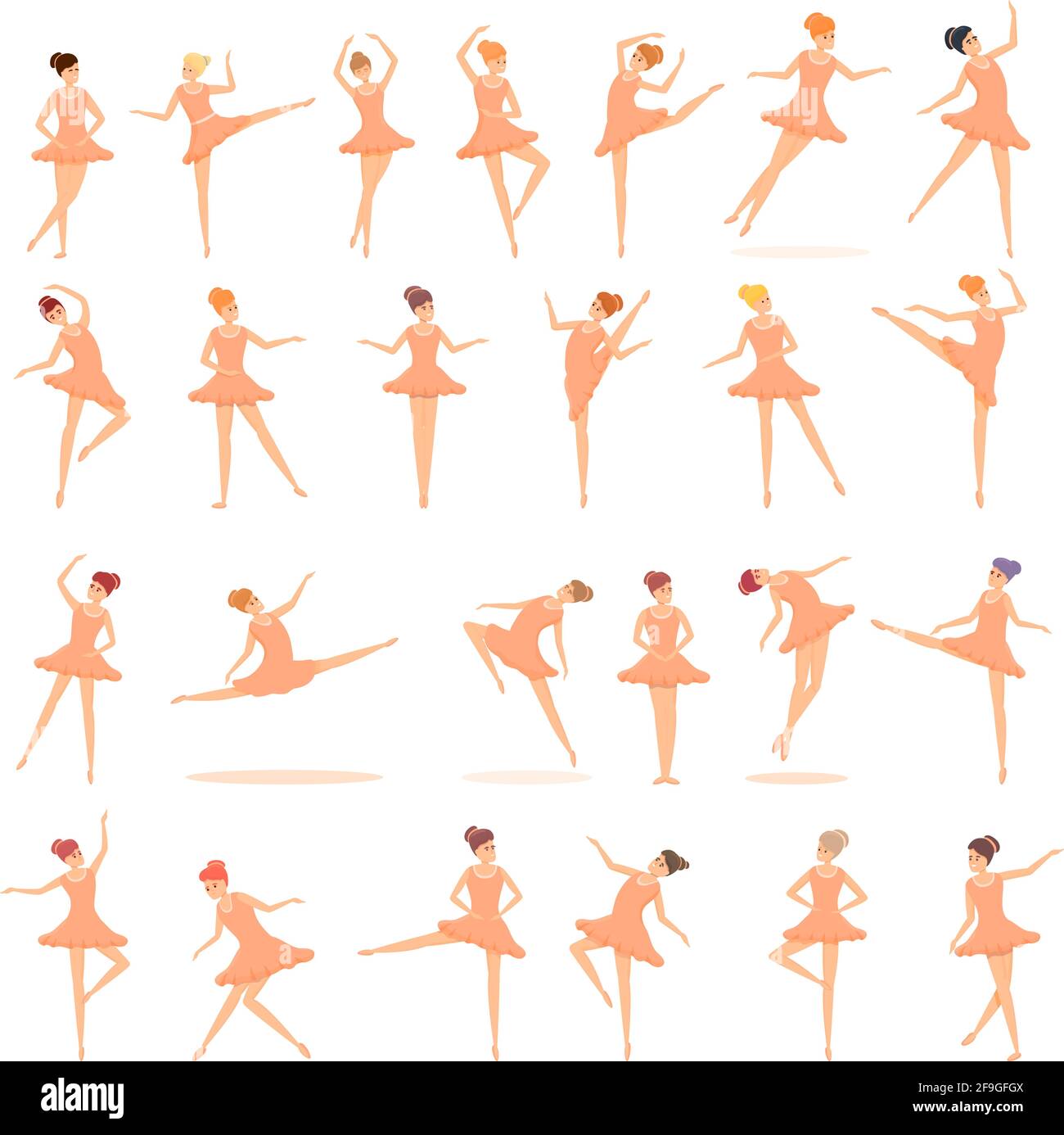 Ballet school icons set. Cartoon set of ballet school vector icons for ...