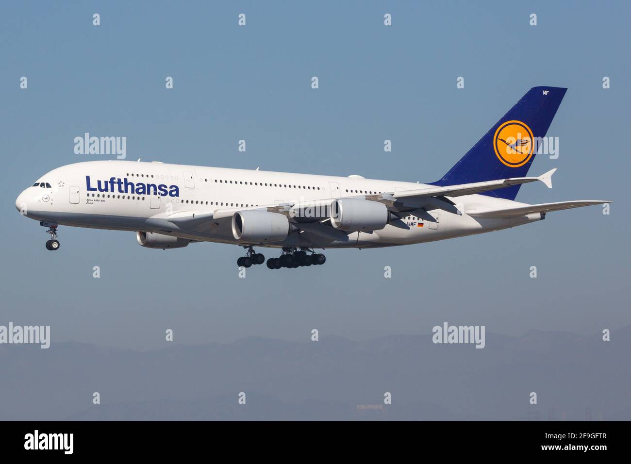 Los Angeles, USA - 21. February 2016: Lufthansa Airbus A380-800 at Los ...