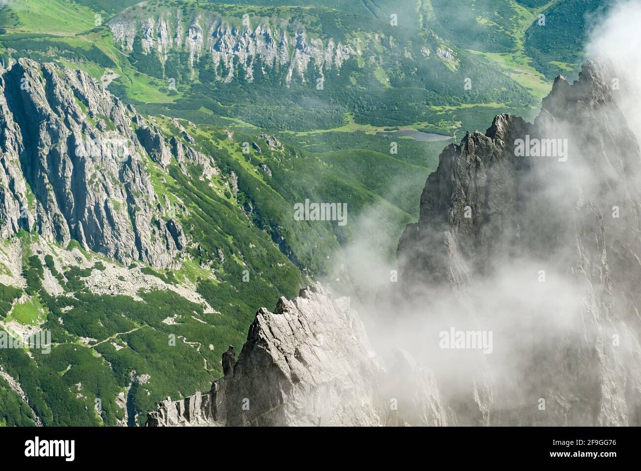 Aerial view of mountain and rock landscape in High Tatras Stock Photo ...