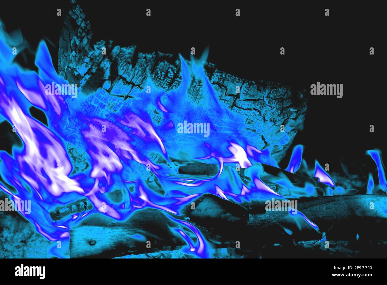 campfire at night, campfire, campfire toned color, hellfire, close-up ...